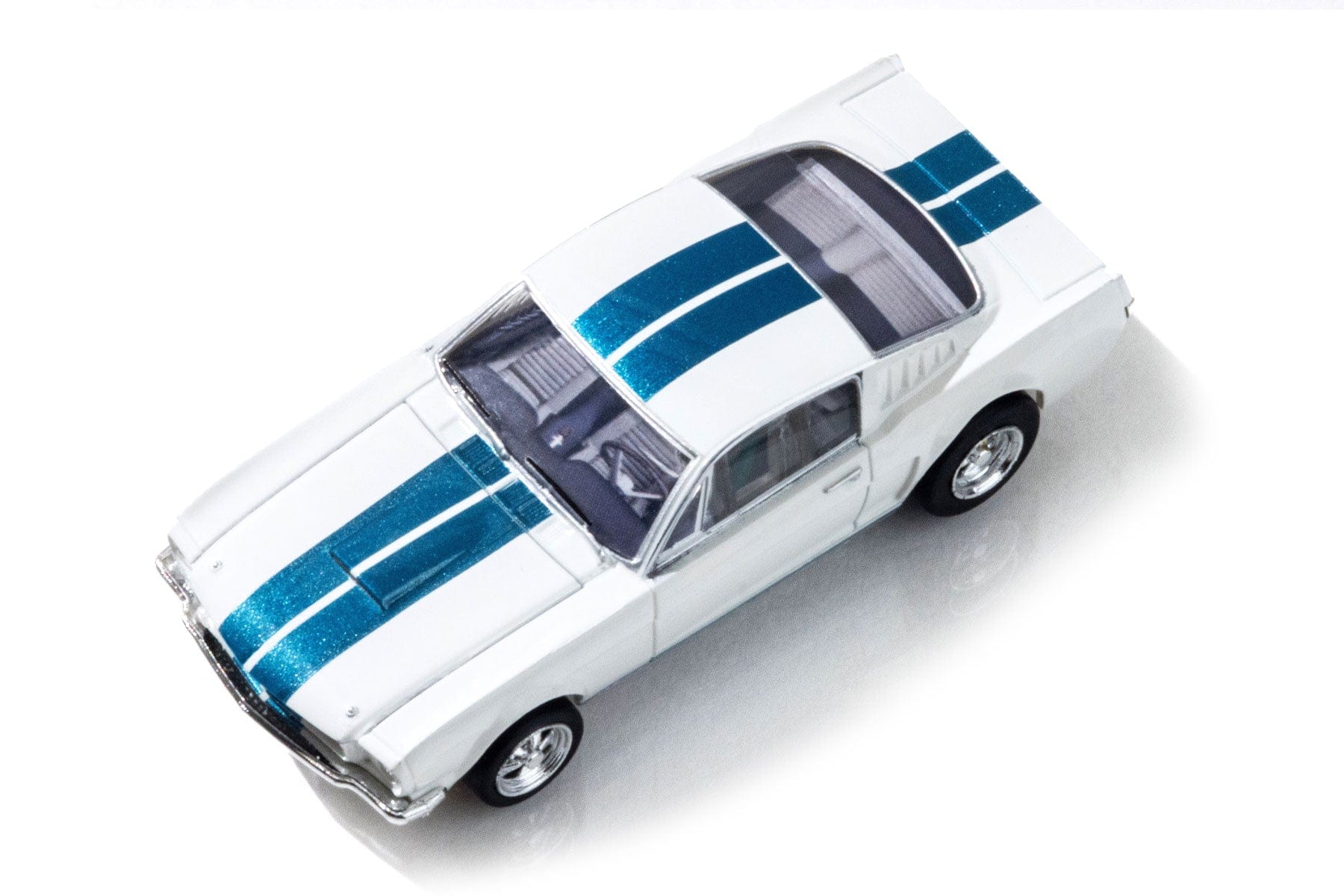 AFX Mega G+ HO Scale 1965 Shelby Mustang GT350 White/Blue Slot Car ...
